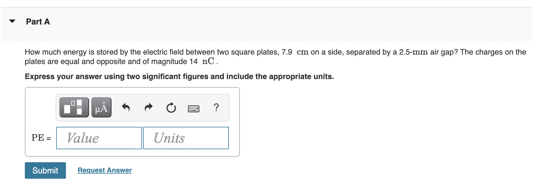 Solved How much energy is stored by the electric field | Chegg.com
