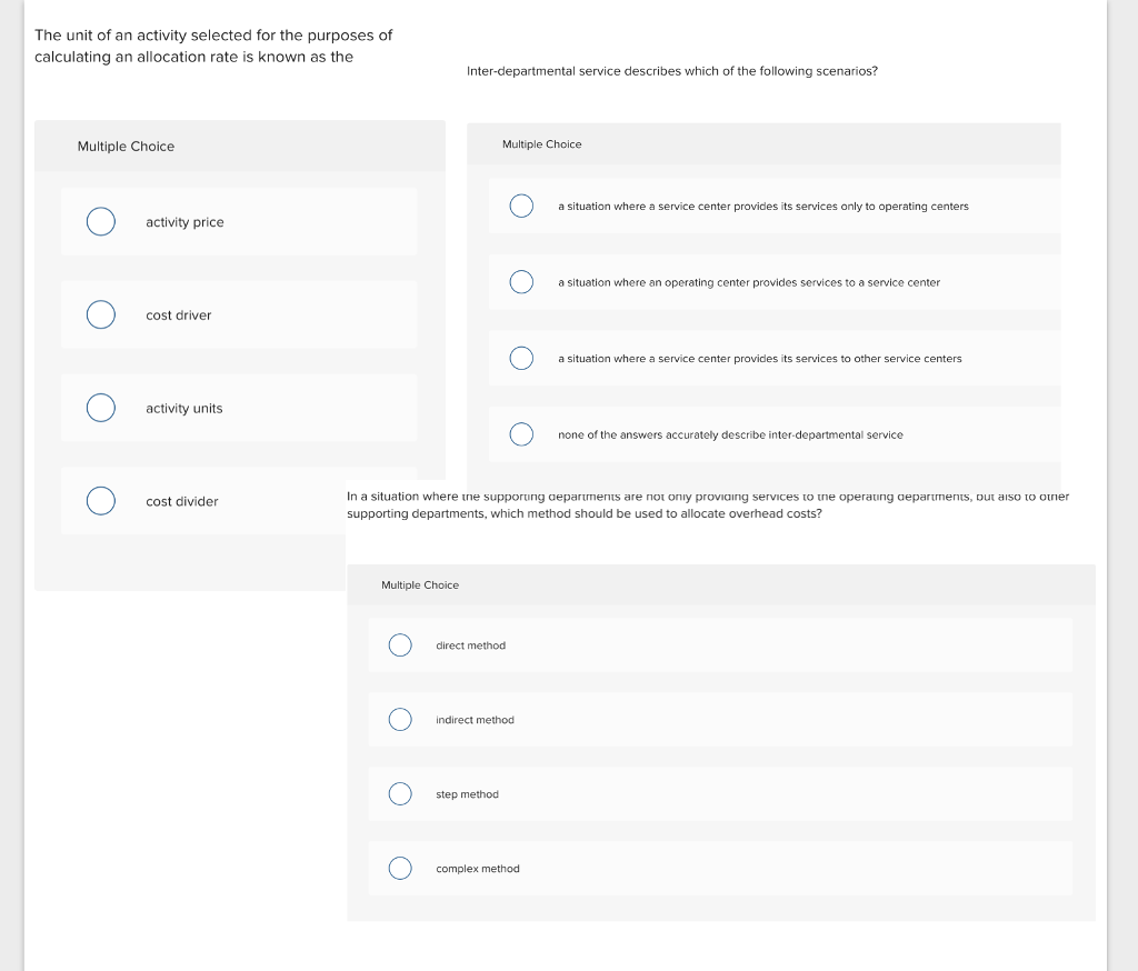 Solved The unit of an activity selected for the purposes of | Chegg.com