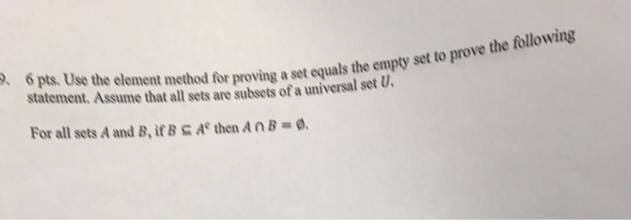 Solved Use the element method for proving a set equals the | Chegg.com