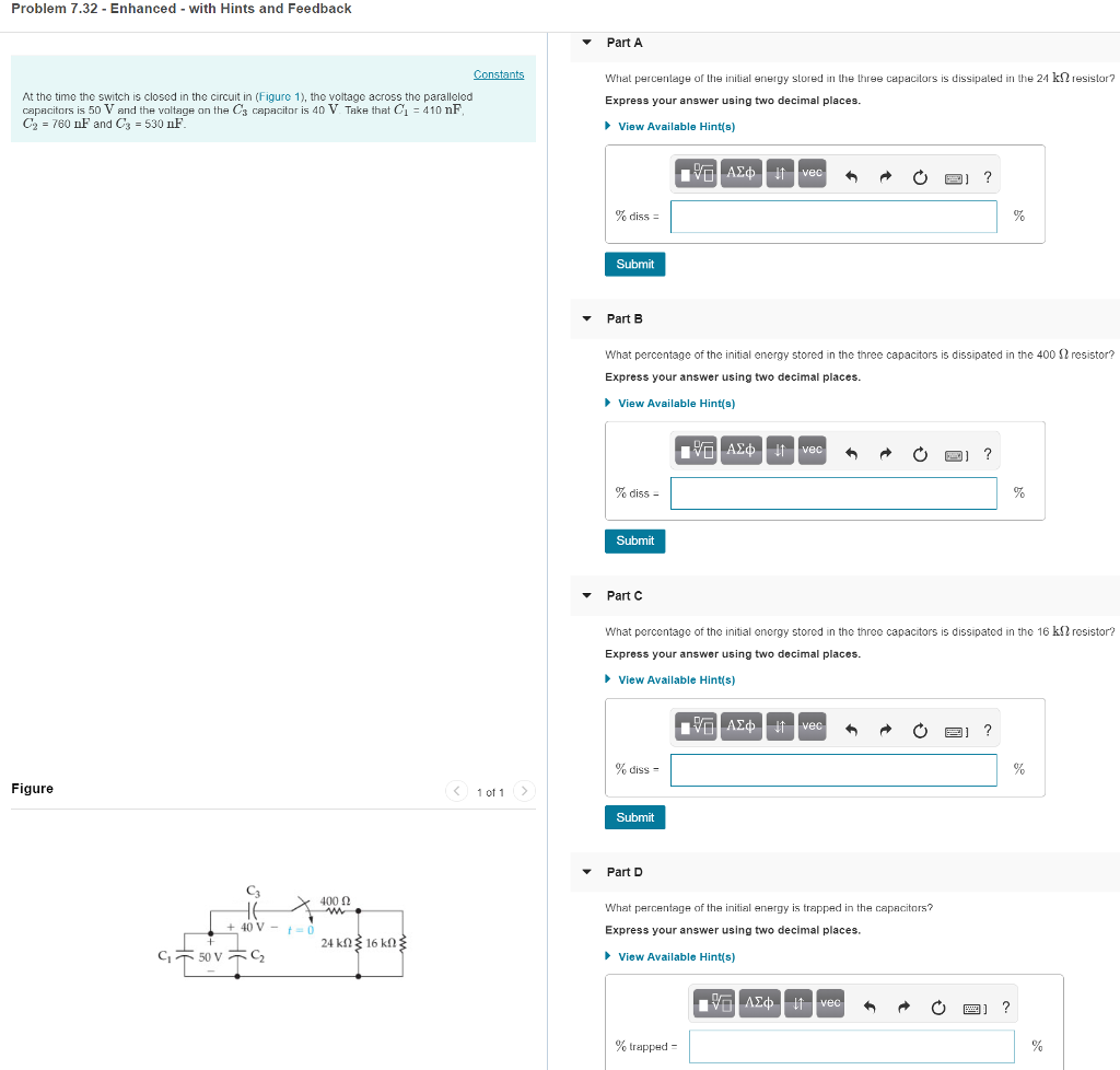Solved Problem 7.32 - Enhanced with Hints and Feedback Part | Chegg.com