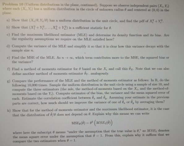 Problem 10 (Uniform distributions in the plane, | Chegg.com