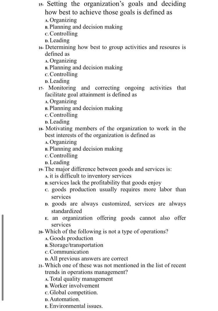 Solved 13- Which one of the following would not generally be | Chegg.com