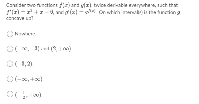 Solved Consider two functions f(x) and g(2), twice derivable | Chegg.com