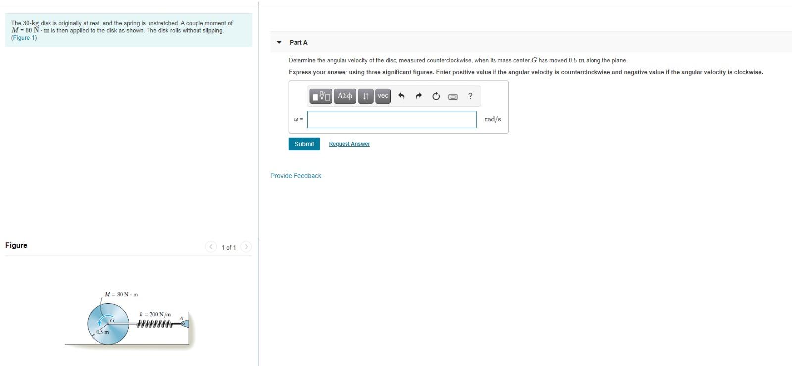 Solved The 30-kg disk is originally at rest, and the spring | Chegg.com