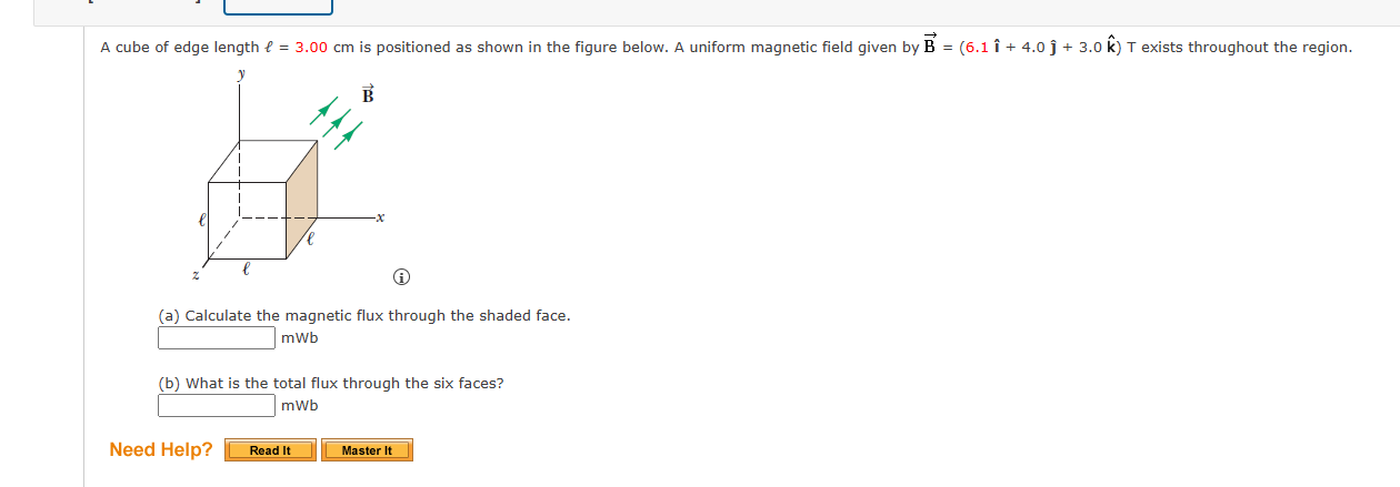 Solved A cube of edge length ℓ=3.00 cm is positioned as | Chegg.com