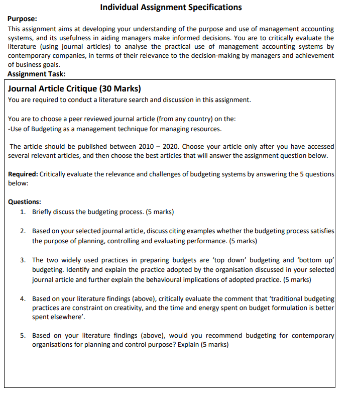 Solved Individual Assignment Specifications Purpose: This | Chegg.com