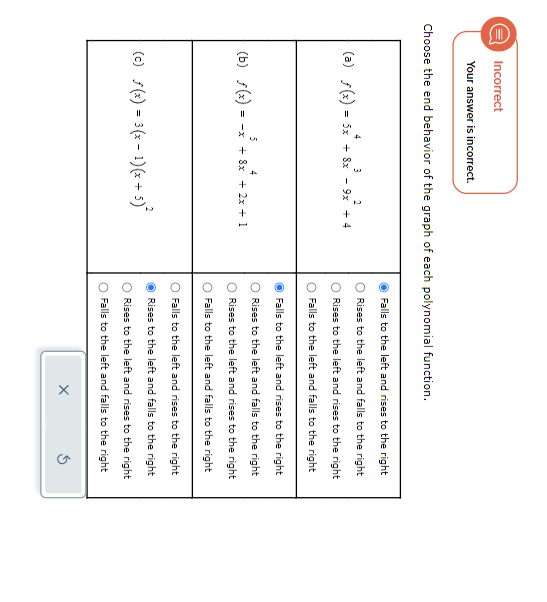 Solved Choose the end behavior of the graph of each | Chegg.com