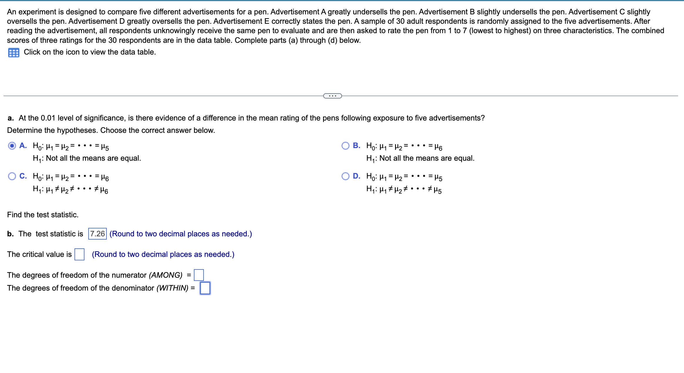 Solved An experiment is designed to compare five different | Chegg.com