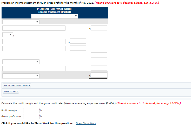 Solved Problem 5-01A Pharoah Hardware Store completed the | Chegg.com