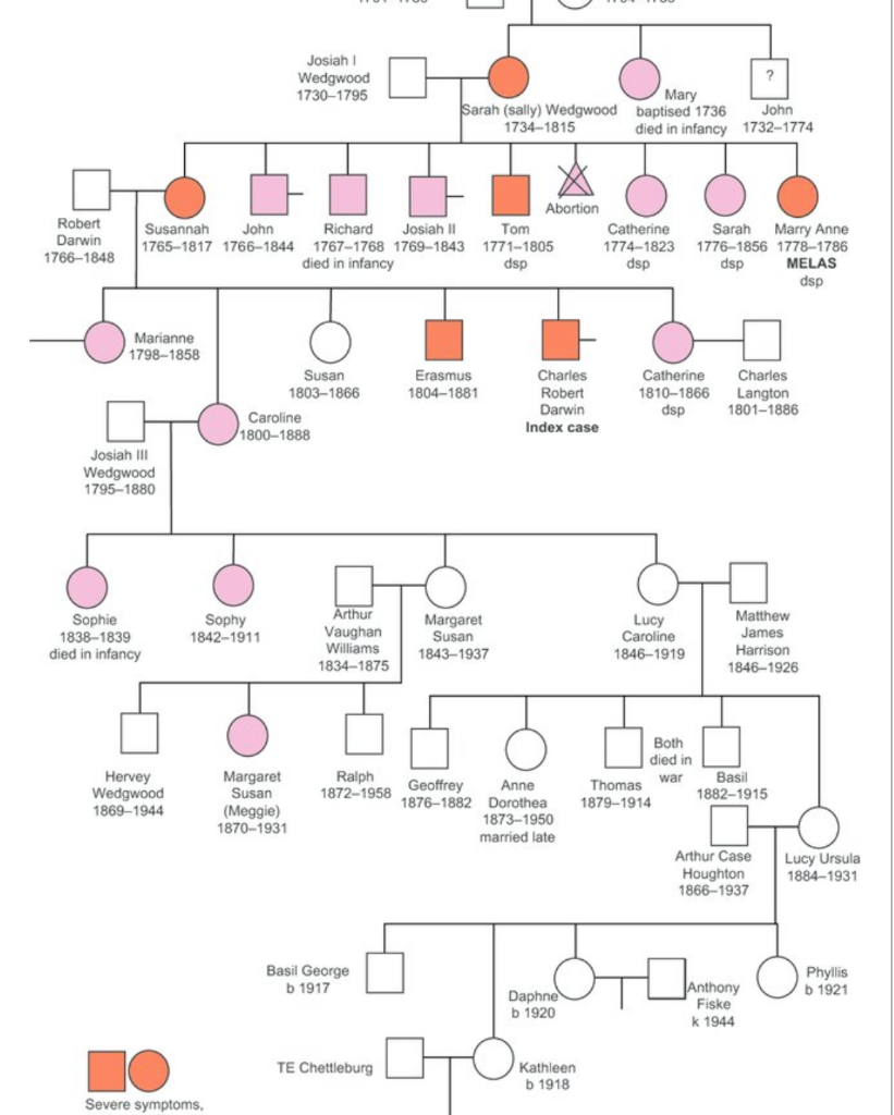 Solved Here is the pedigree of Charles Darwin (CD), "father | Chegg.com
