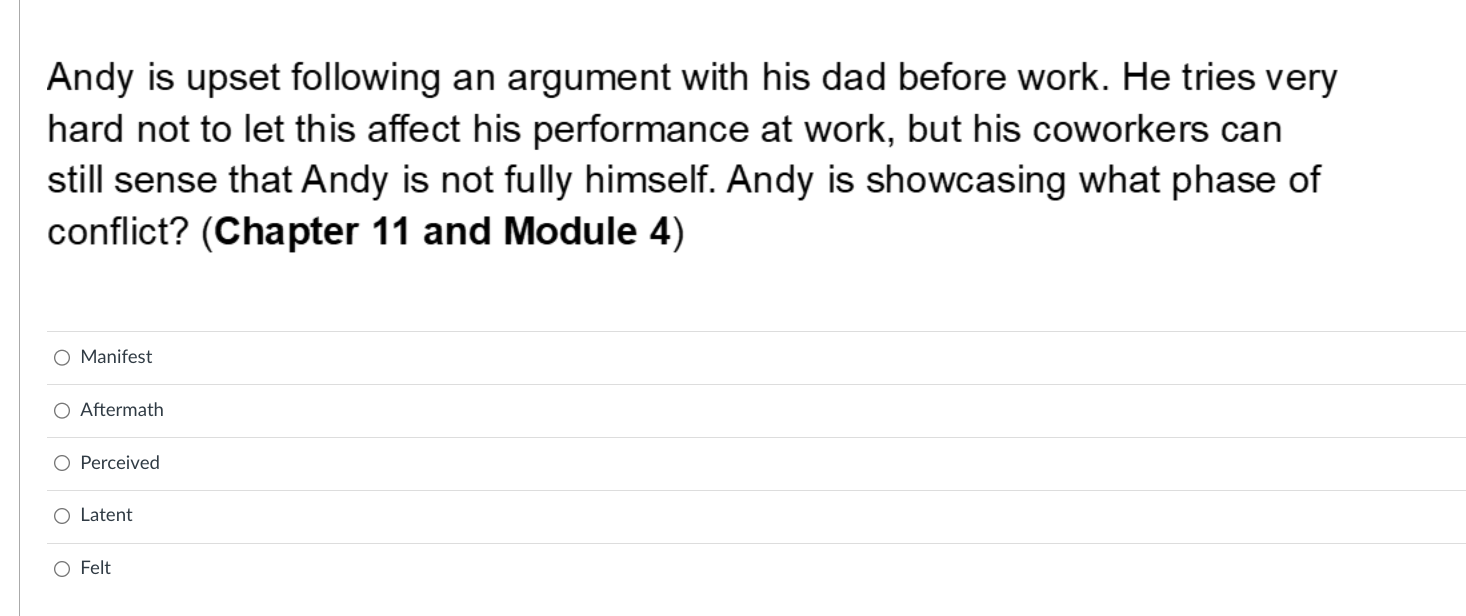 Solved Andy is upset following an argument with his dad | Chegg.com
