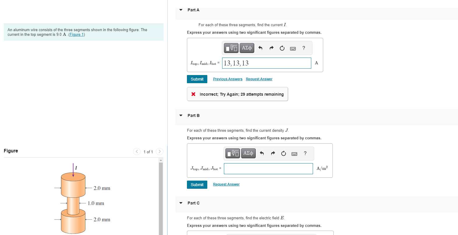 Solved An aluminum wire consists of the three segments shown | Chegg.com