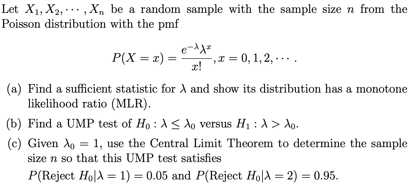 Solved Let X1, X2, ... , Xn be a random sample with the | Chegg.com