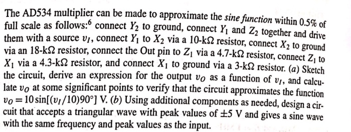 Solved The AD534 multiplier can be made to approximate the | Chegg.com