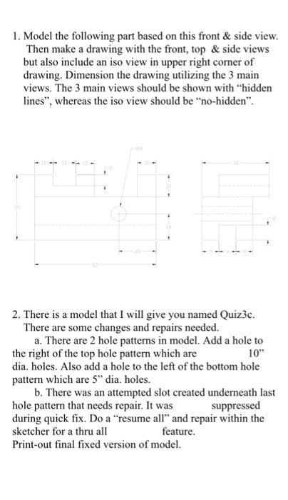 Solved Model the following part based on this front & side | Chegg.com