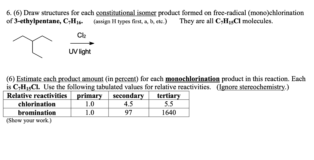 Solved 6. (6) Draw structures for each constitutional isomer | Chegg.com