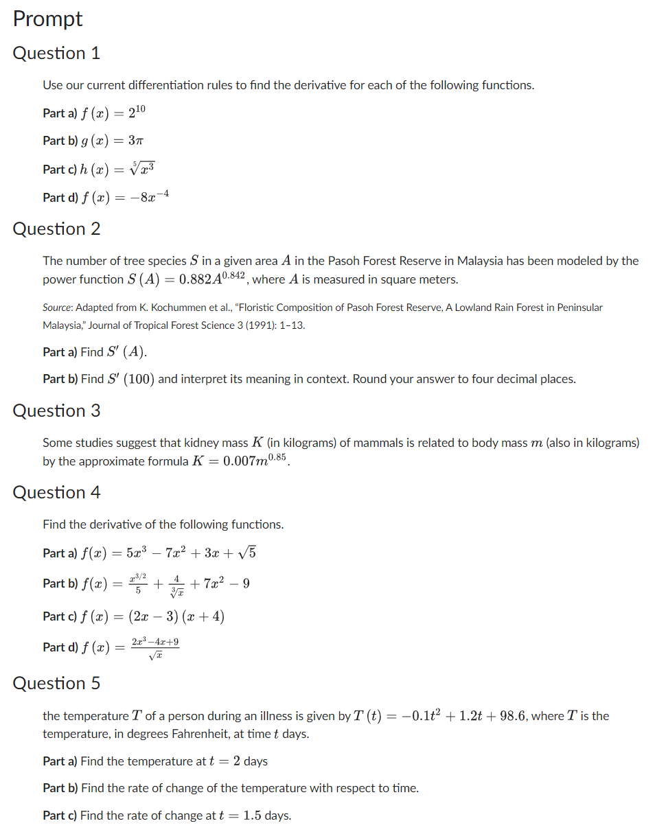 Solved Use our current differentiation rules to find the | Chegg.com