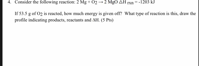 Solved 4. Consider the following reaction: 2 Mg + O2-+ 2 MgO | Chegg.com
