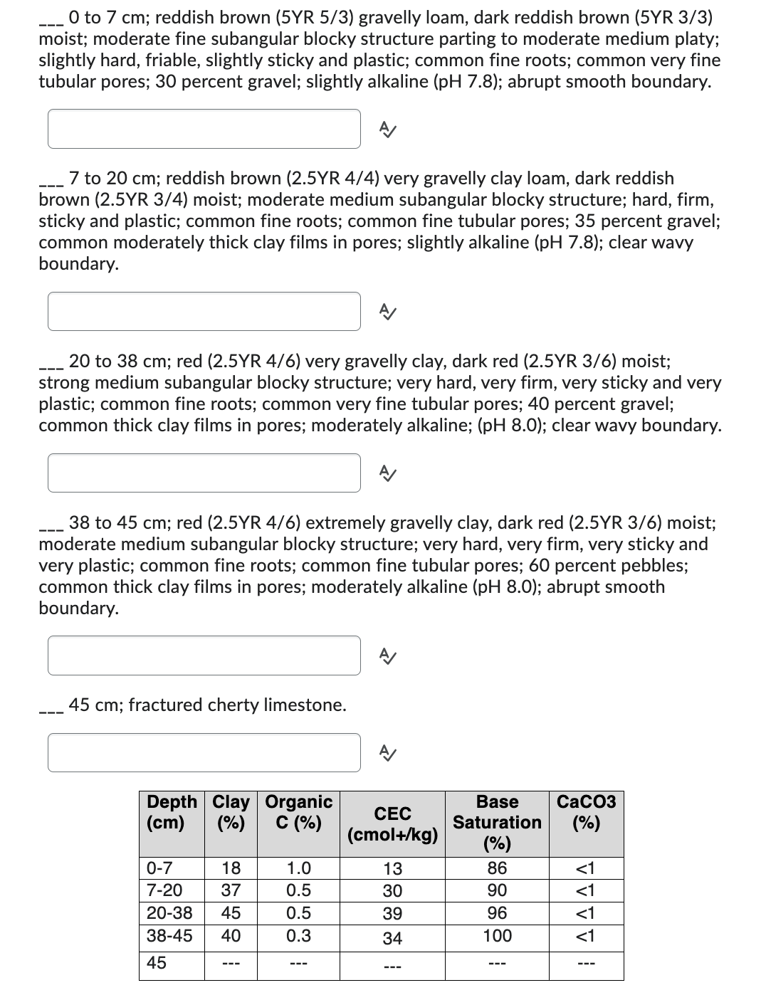 Solved 1. Please provide master horizon designation, | Chegg.com