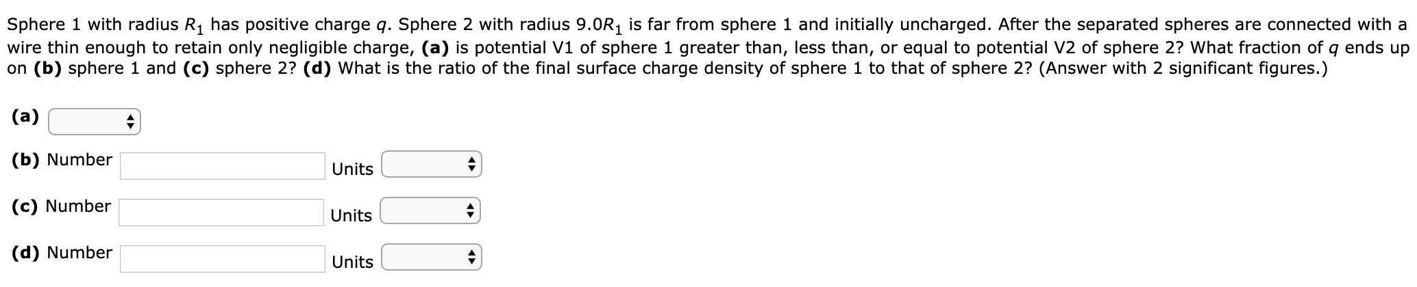 Solved Sphere 1 with radius R1 has positive charge q. Sphere | Chegg.com