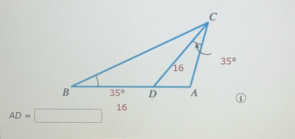 Solved Find the length AD using the figure below. (Round | Chegg.com