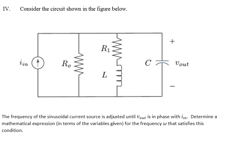 Solved IV. ﻿Consider the circuit shown in the figure | Chegg.com