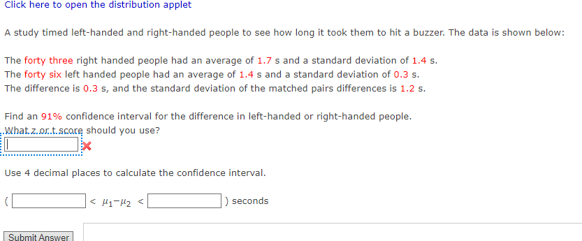 Solved Click here to open the distribution applet A study | Chegg.com