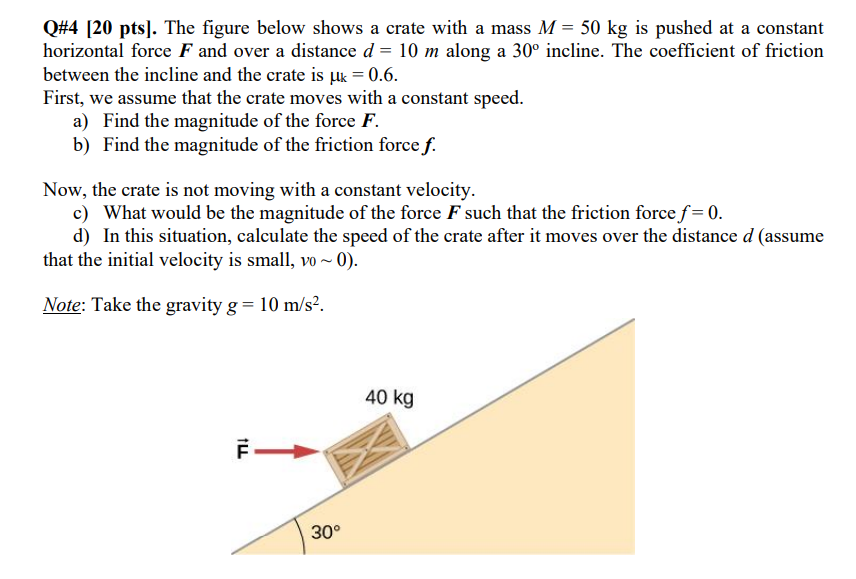 Solved Q#4 [20 ﻿pts]. ﻿The figure below shows a crate with a | Chegg.com