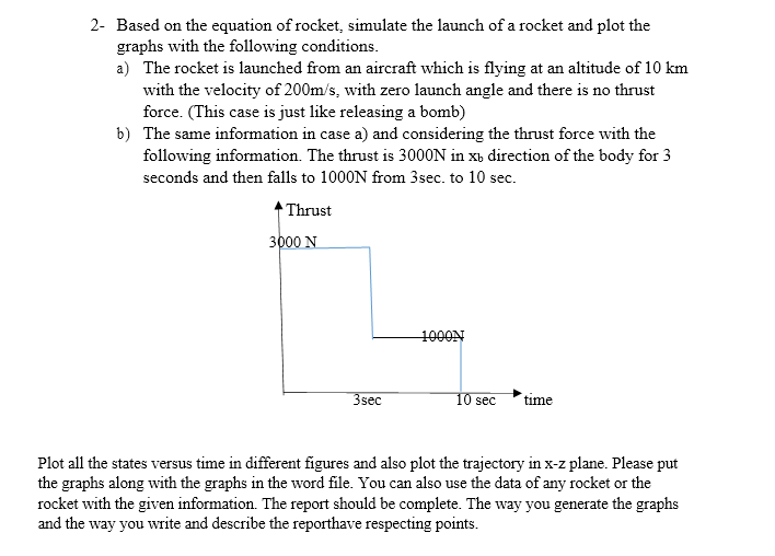 Solved 2- Based on the equation of rocket, simulate the | Chegg.com