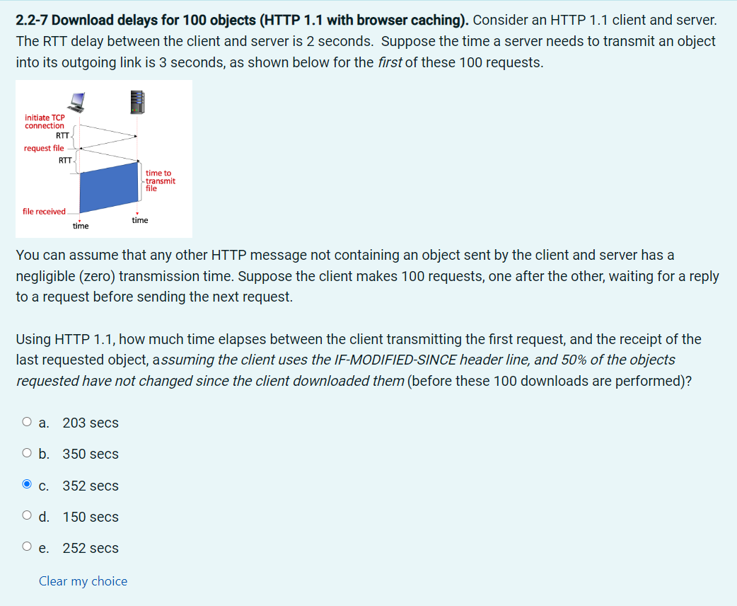 Solved 2.2-7 Download delays for 100 objects (HTTP 1.1 with | Chegg.com