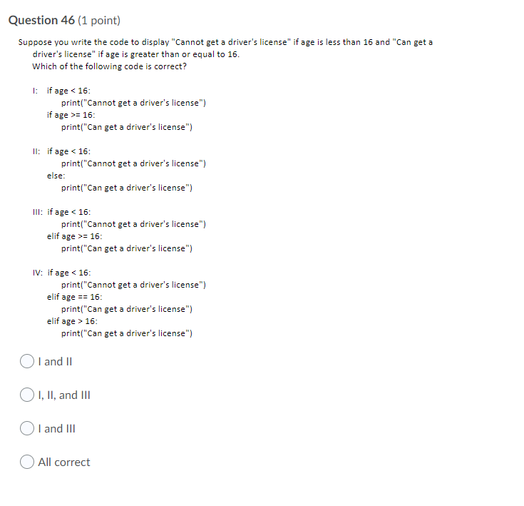 Solved Question 46 (1 point) Suppose you write the code to | Chegg.com