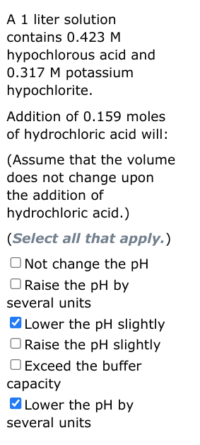 Solved A 1 liter solution contains 0.423M hypochlorous acid | Chegg.com