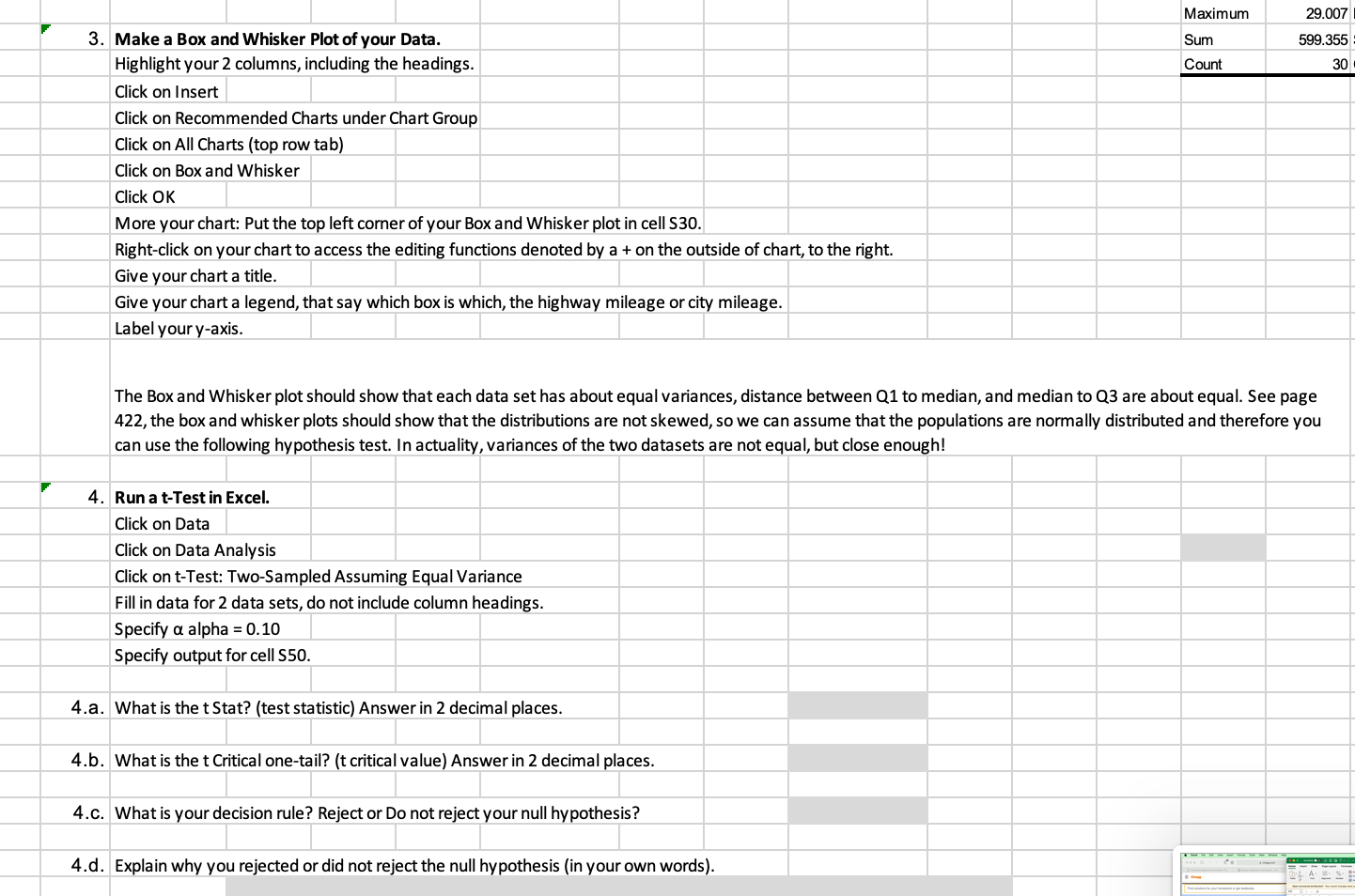 Solved For full credit, show all Excel outputs (such as | Chegg.com