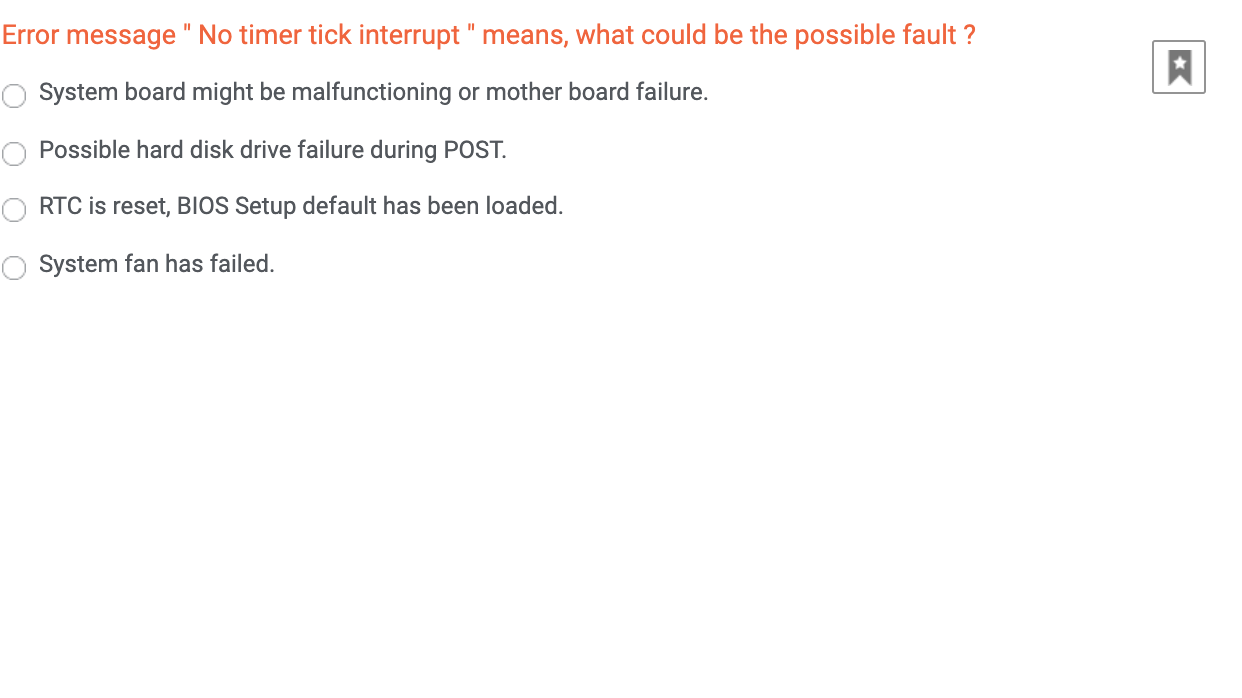 Solved Error message " No timer tick interrupt " means, what | Chegg.com