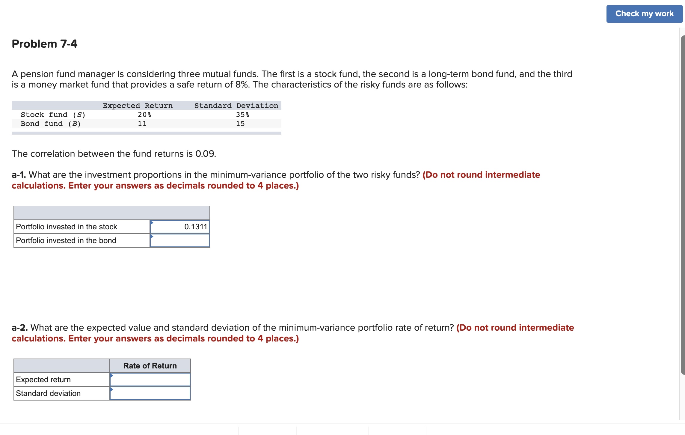 Solved A pension fund manager is considering three mutual | Chegg.com