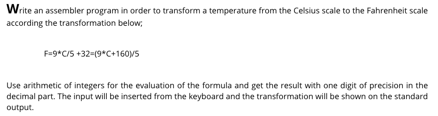 Solved Write An Assembler Program In Order To Transform A
