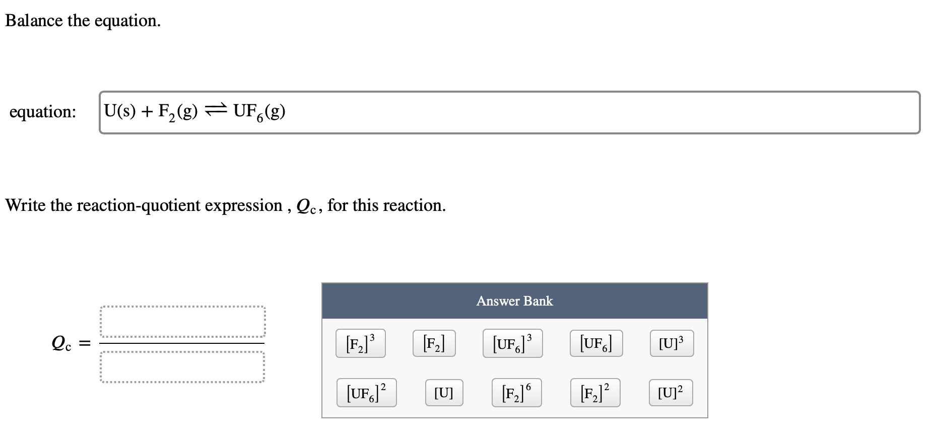 Solved Balance the equation. equ Write the reaction-quotient | Chegg.com