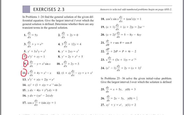 Solved EXERCISES 2.3 Answers to selected odd-numbered | Chegg.com