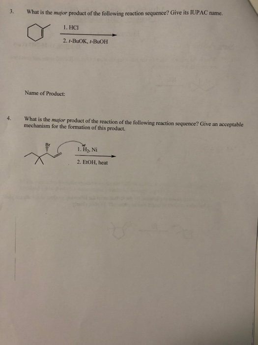 Solved What is the major product for the following reaction? | Chegg.com