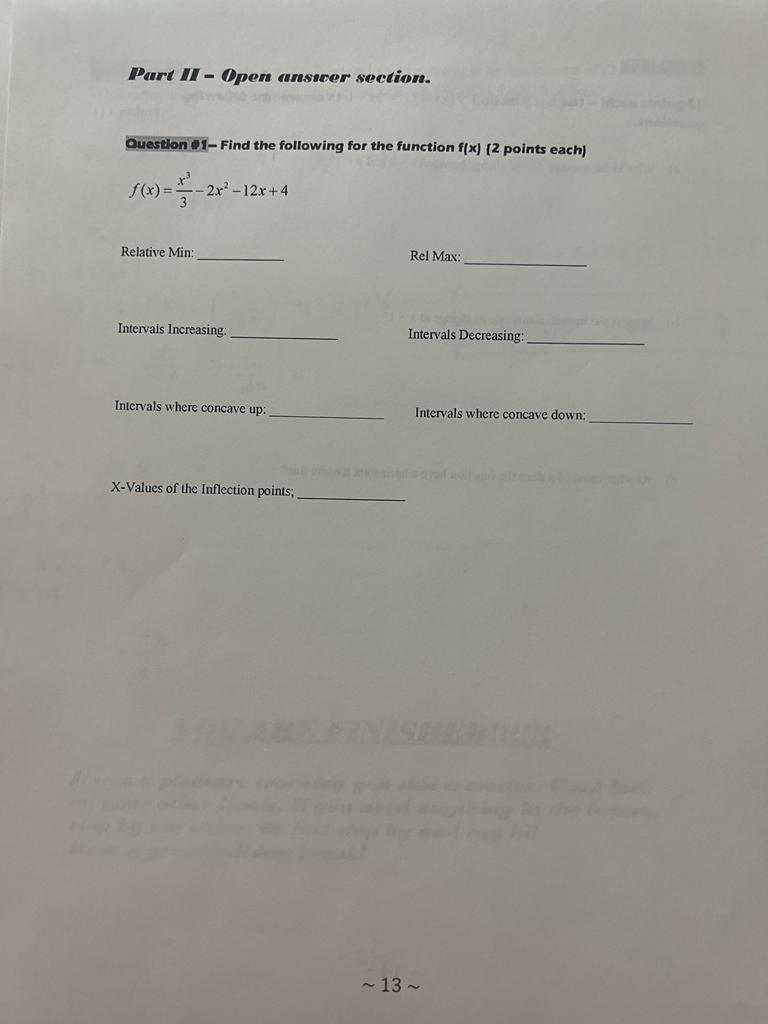 Solved Part II - Open ansucer section. Question 11− Find the | Chegg.com