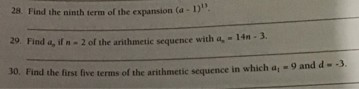 Solved 28. Find the ninth term of the expansion (a - 1) 13 | Chegg.com