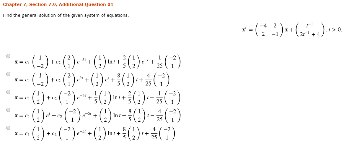 Solved Chapter 7, Section 7.9, Additional Question 01 Find | Chegg.com