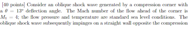 Solved [40 points] Consider an oblique shock wave generated | Chegg.com