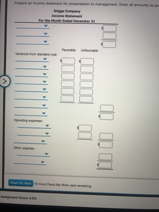 Solved Income Statement Indicating Standard Cost Variances | Chegg.com