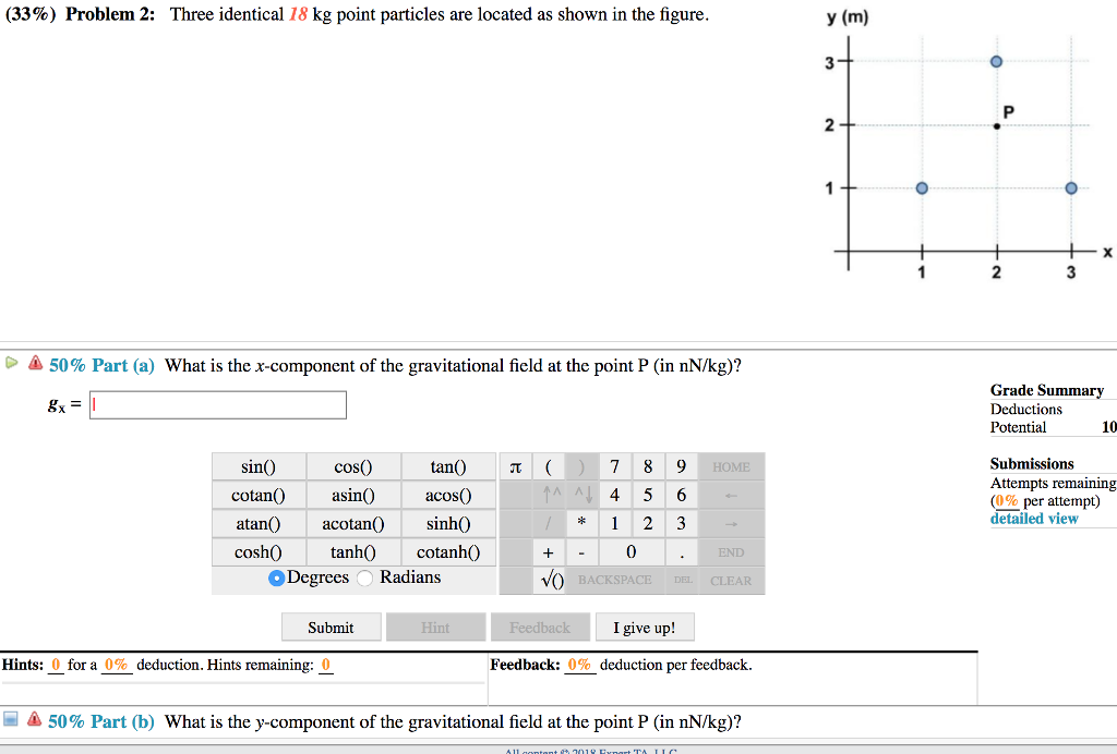 Solved (33%) Problem 2: Three identical 18 kg point | Chegg.com