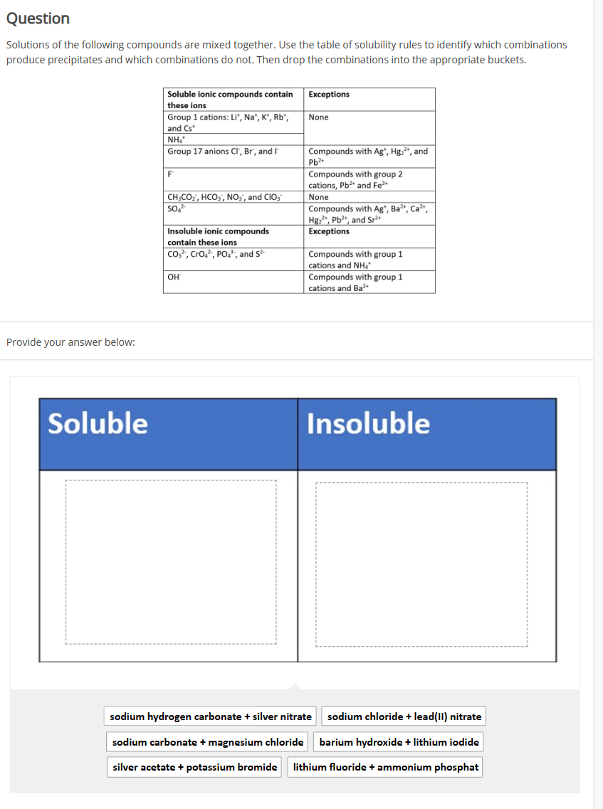 Solved Solutions of the following compounds are mixed | Chegg.com
