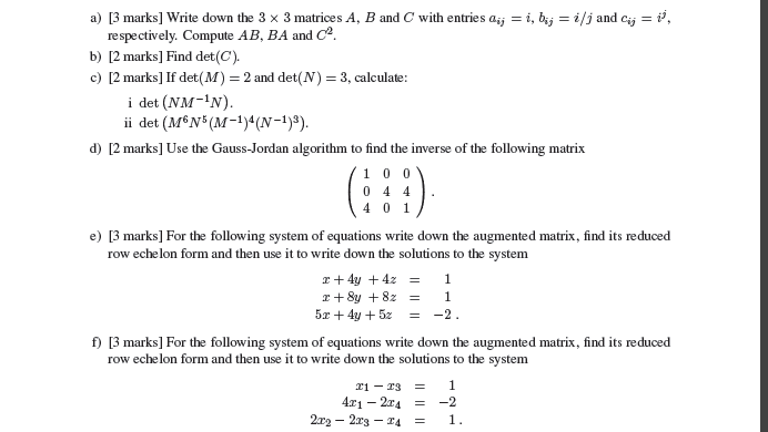 Solved a) 13 marks] Write down the 3 x 3 matrices A, B and C | Chegg.com