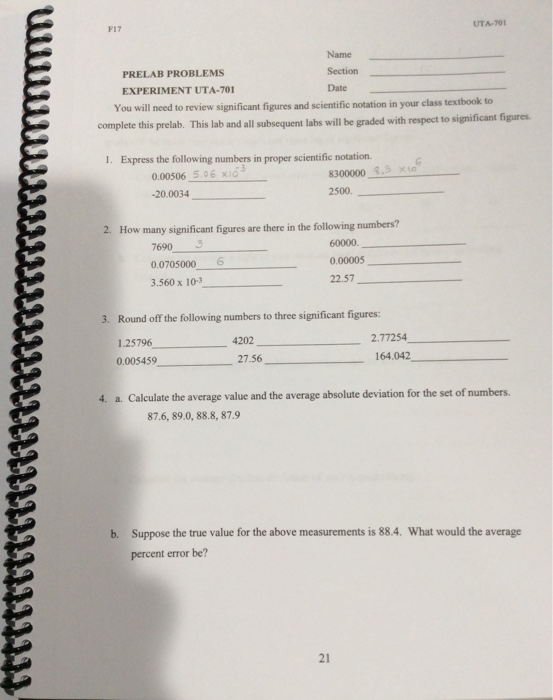 Solved F17 UTA-701 Name Section Date PRELAB PROBLEMS | Chegg.com