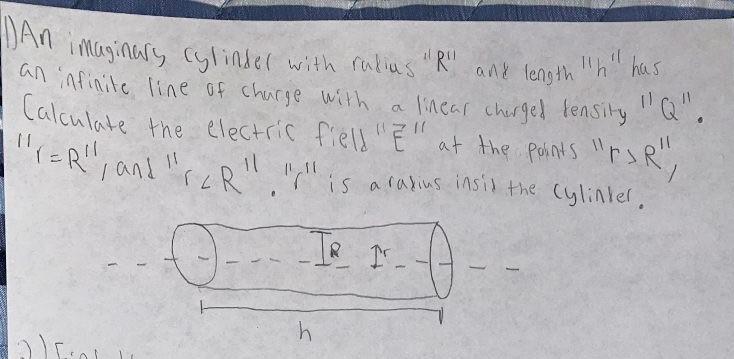 Solved Question 1: An imaginary cylinder with radius "R" and | Chegg.com