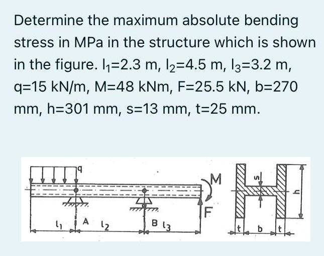 Solved Determine the maximum absolute bending stress in MPa | Chegg.com